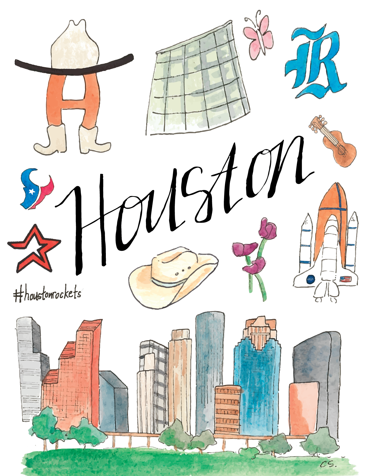 Houston Icons Notecard – Flower and Vine