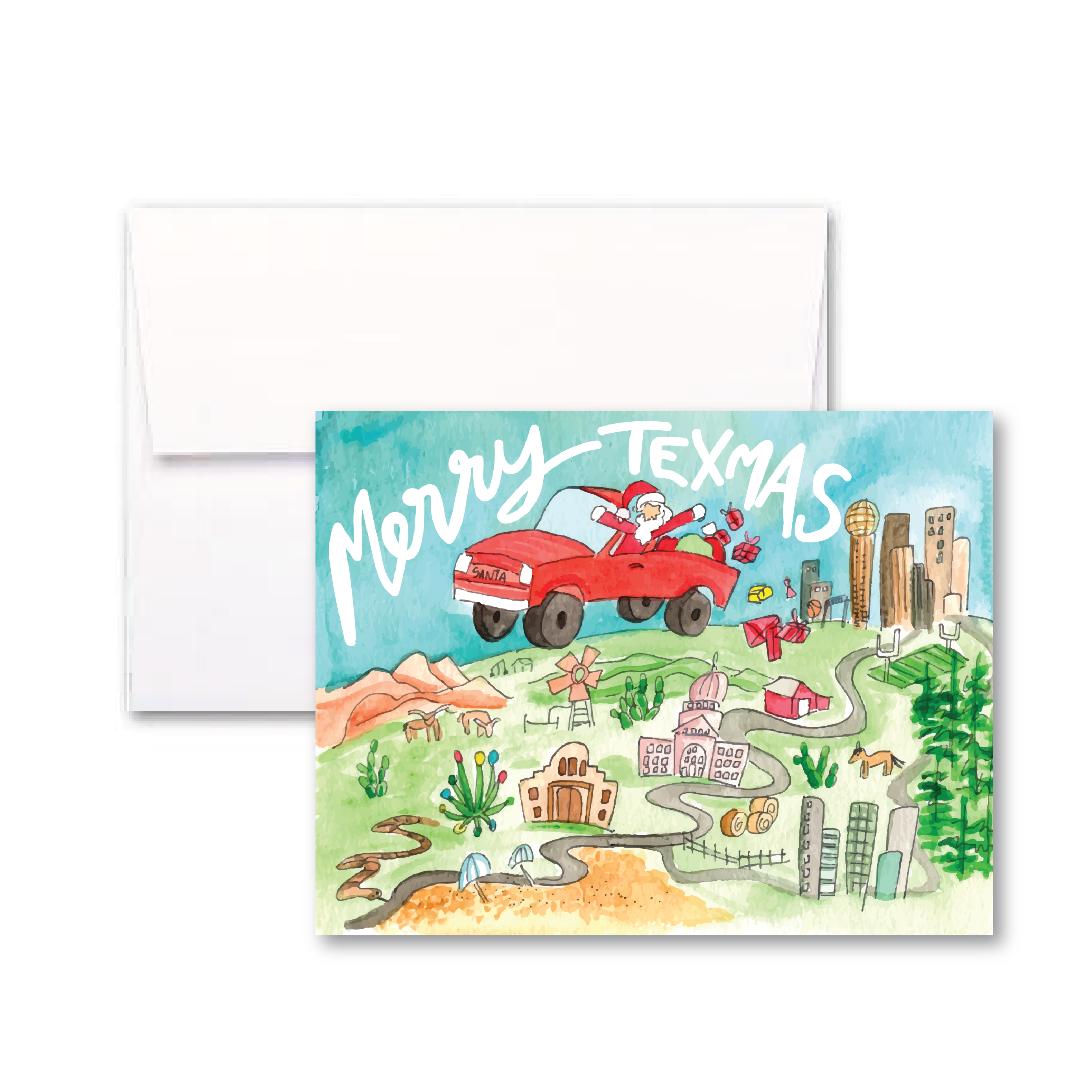 Merry Texmas Notecard – Flower and Vine