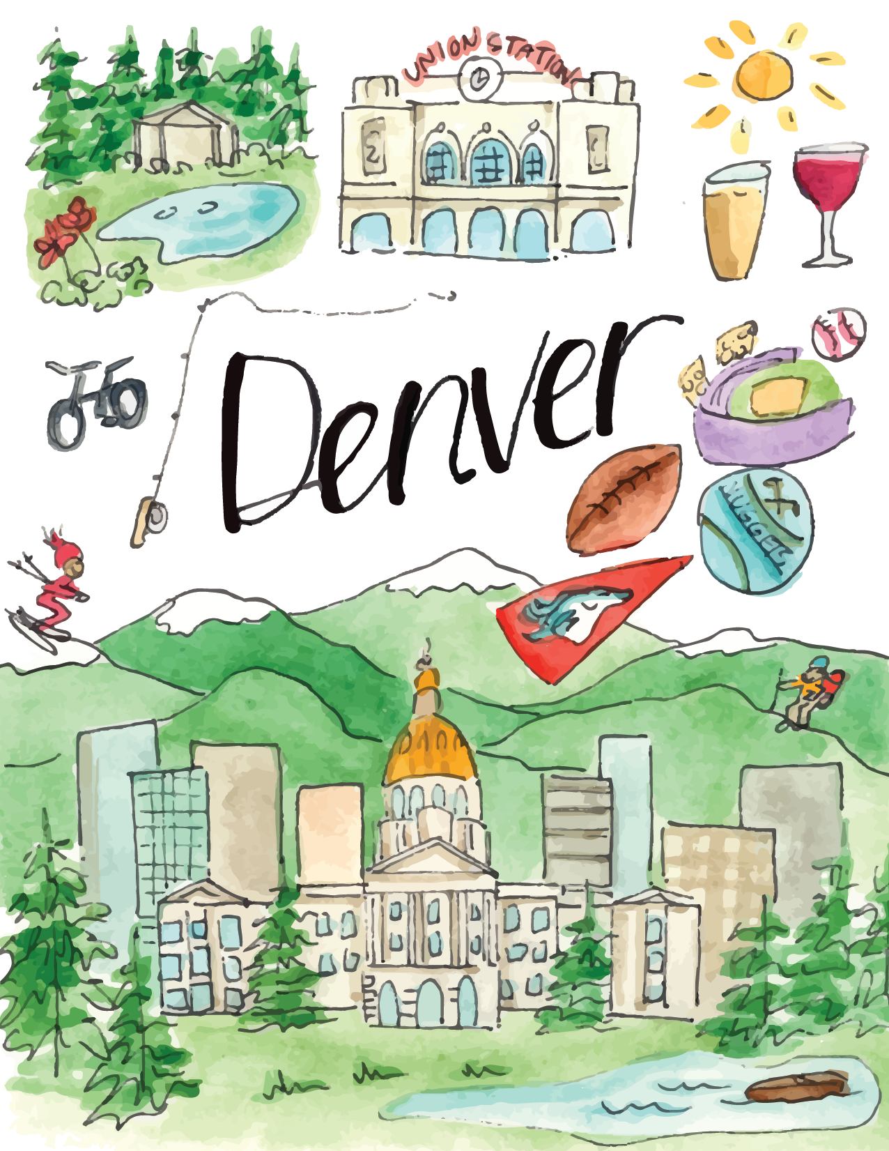 Denver Icons Notecard – Flower and Vine
