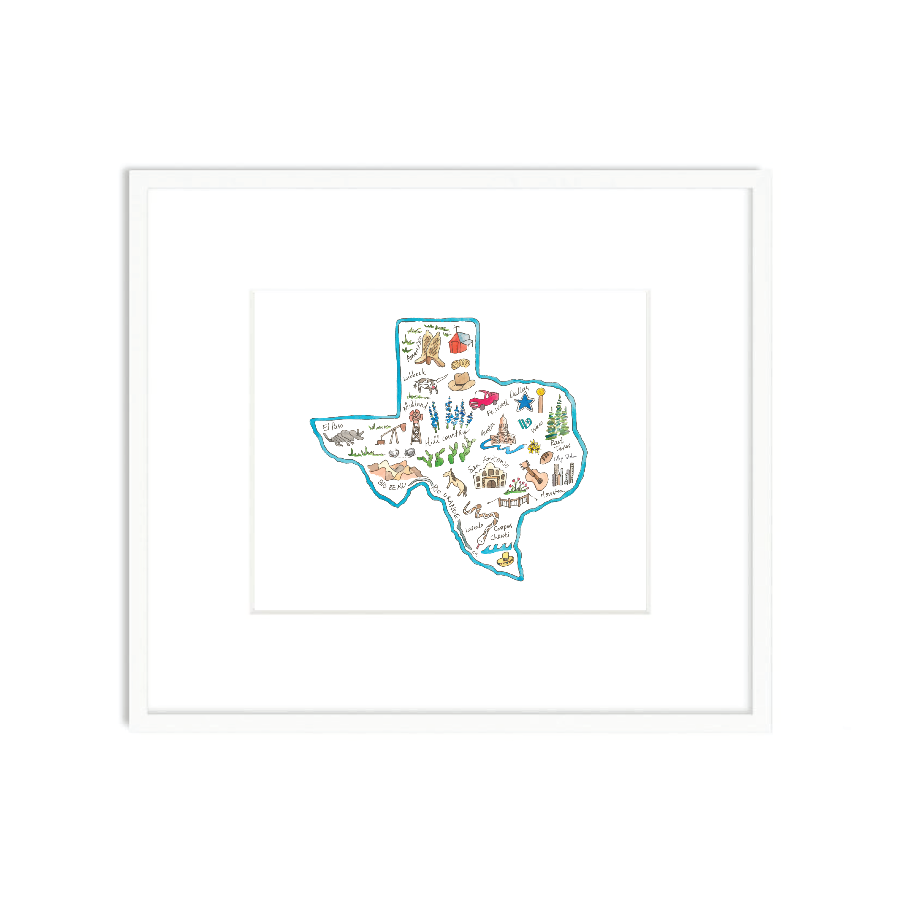 Texas Icons Print – Flower and Vine